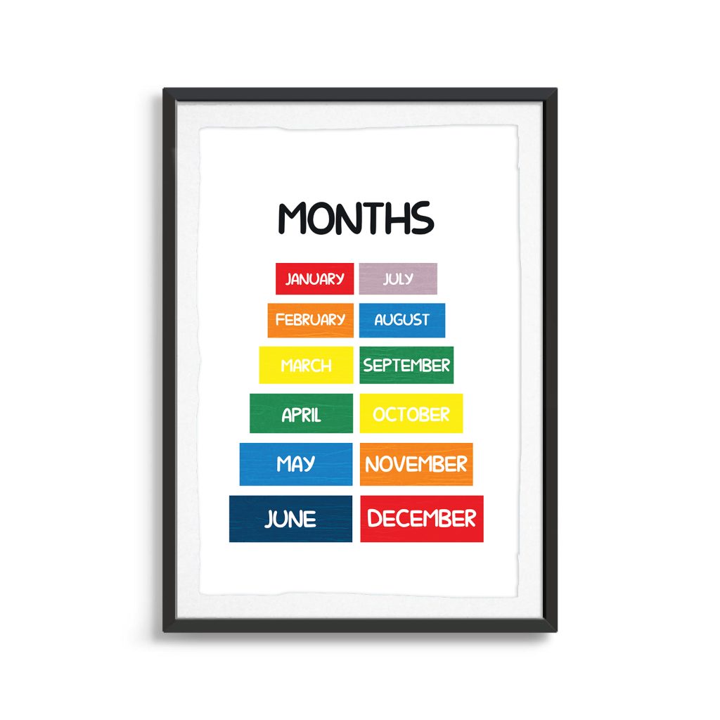 Months Educational Poster - ArtsyPrintsSociety
